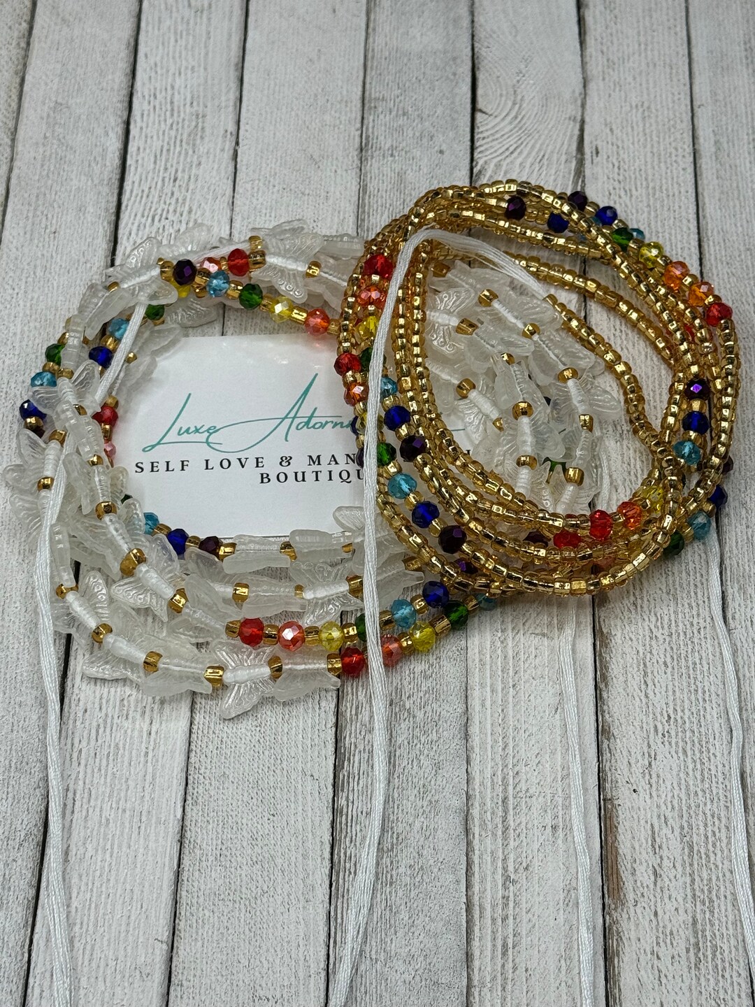 Glow in the Dark Butterfly Waist Beads SET Tie-on Belly Beads Handmade ...