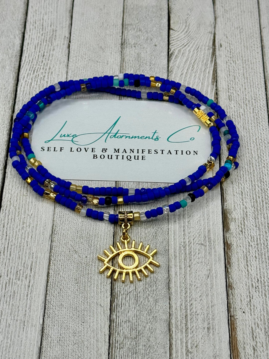 NEW!! Evil Eye Waist Bead Set - Waist Beads - Blue and Gold Mixed ...