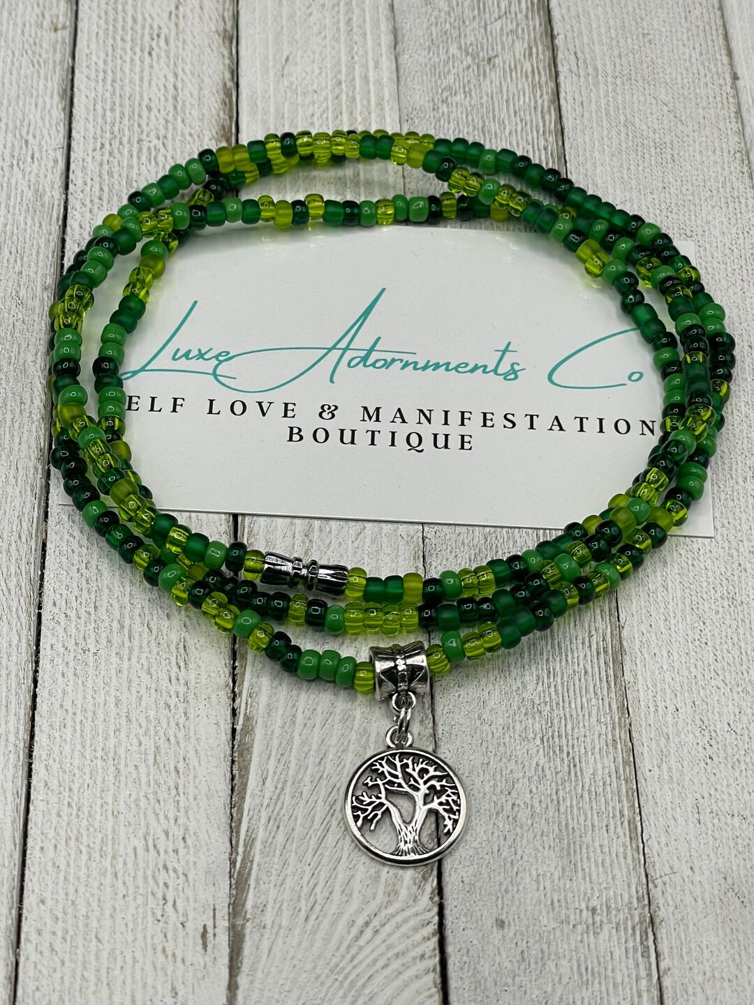 Mixed Green Waist Bead W/tree of Life Charm, BUY 3 GET 1 FREE, Waist ...