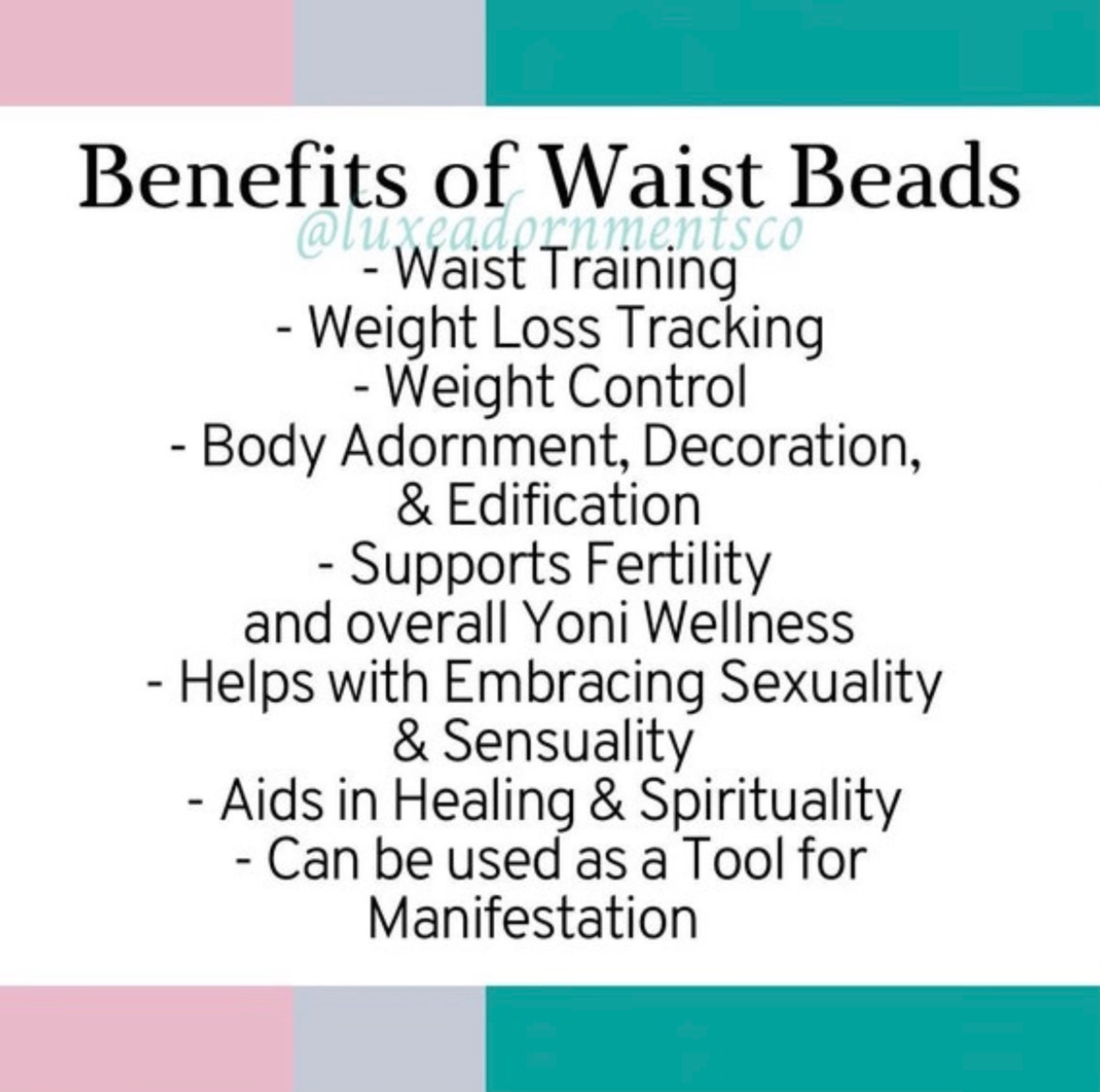 3 Waist Beads Set - Stretch W/clasp - Belly Chains Stack - White - Pink ...
