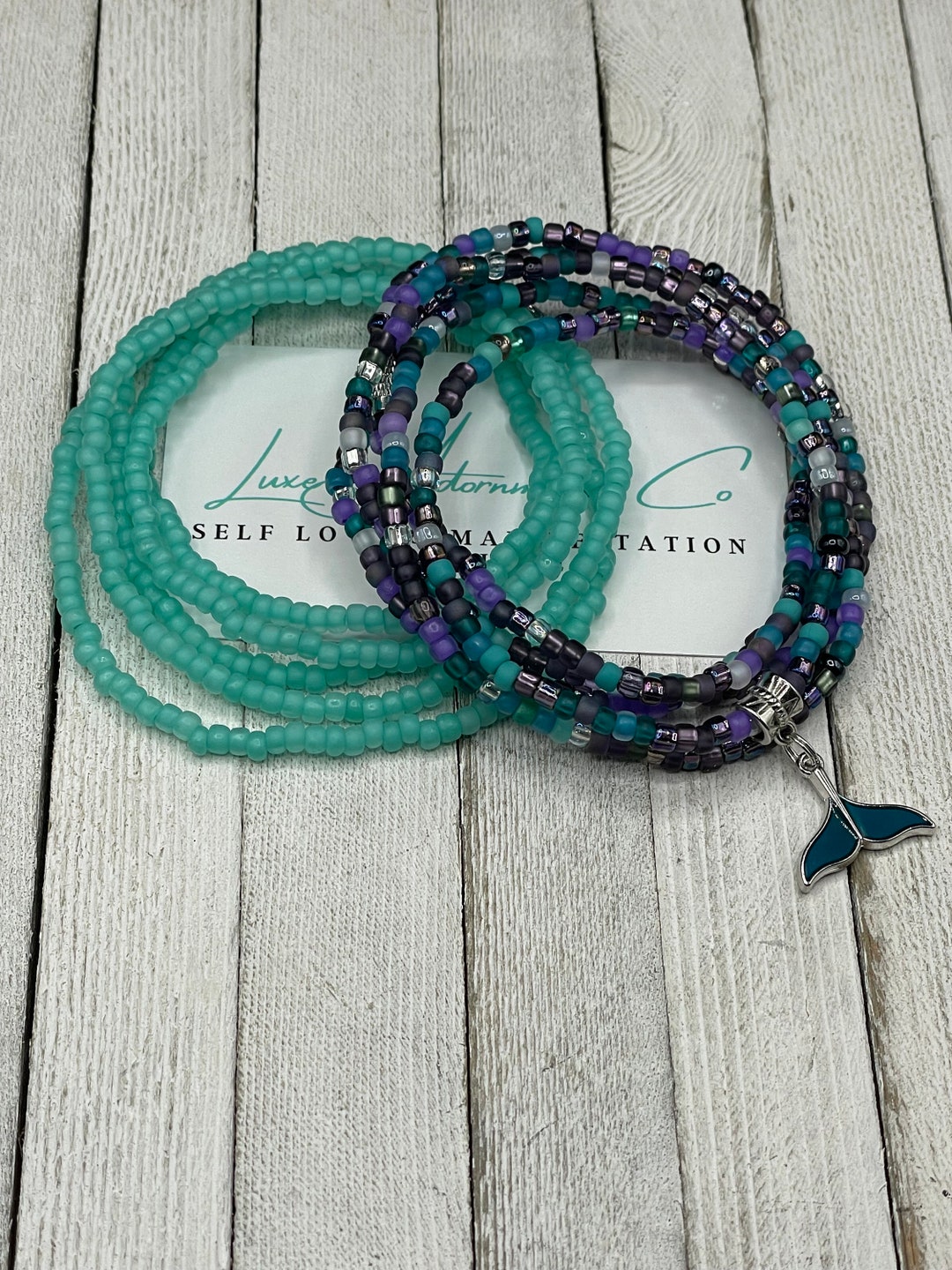 Mermaid Tail Waist Beads Set - Stretch Belly Chains W/clasp - Purple ...