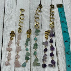 Gemstone Loc Jewelry Crystal Dreadlock Coils Braid Cuff Black Owned Hair Accessories Rose Quartz ...