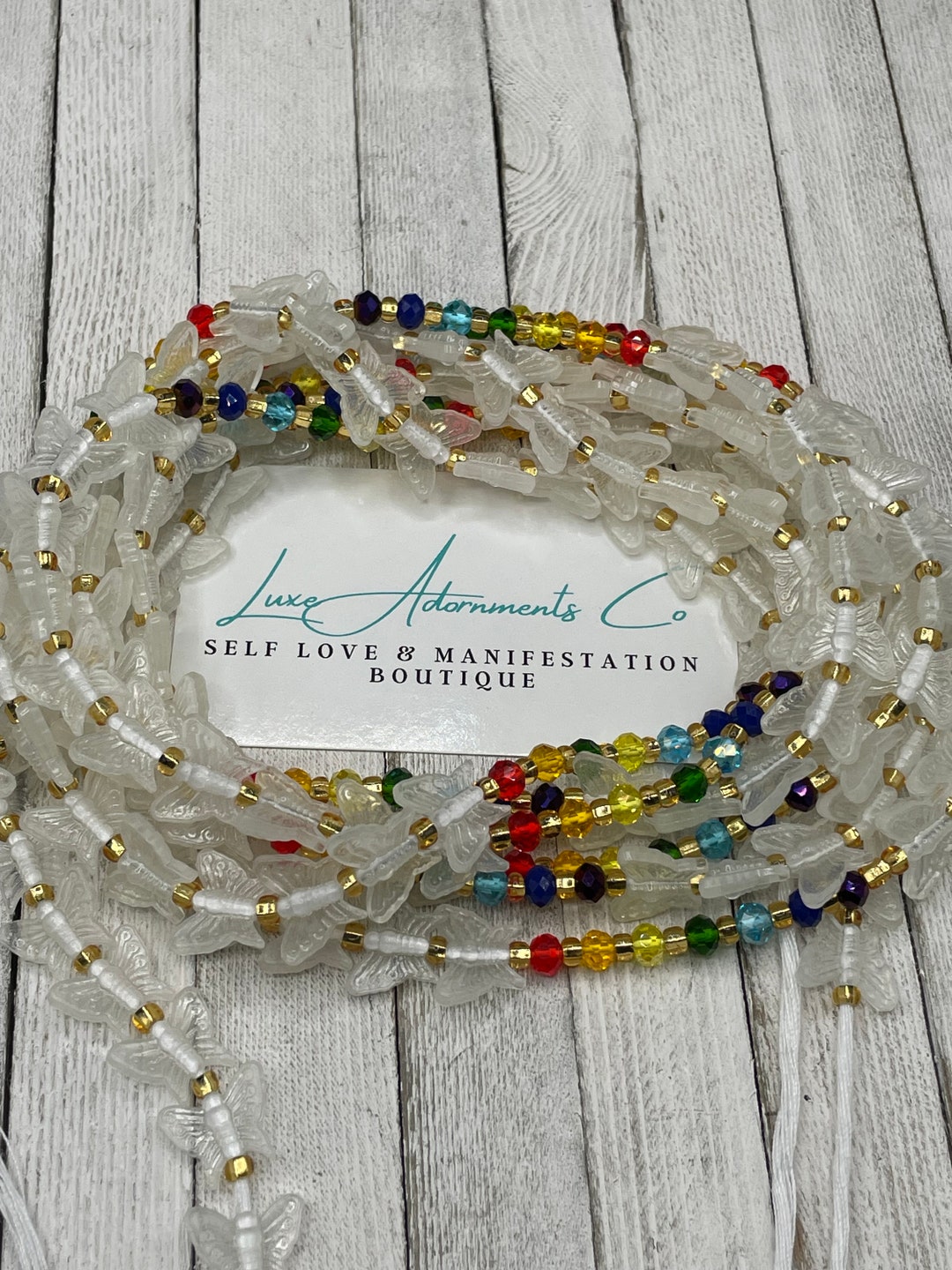 Glow in the Dark Butterfly Waist Beads SET - Tie-on Belly Beads ...