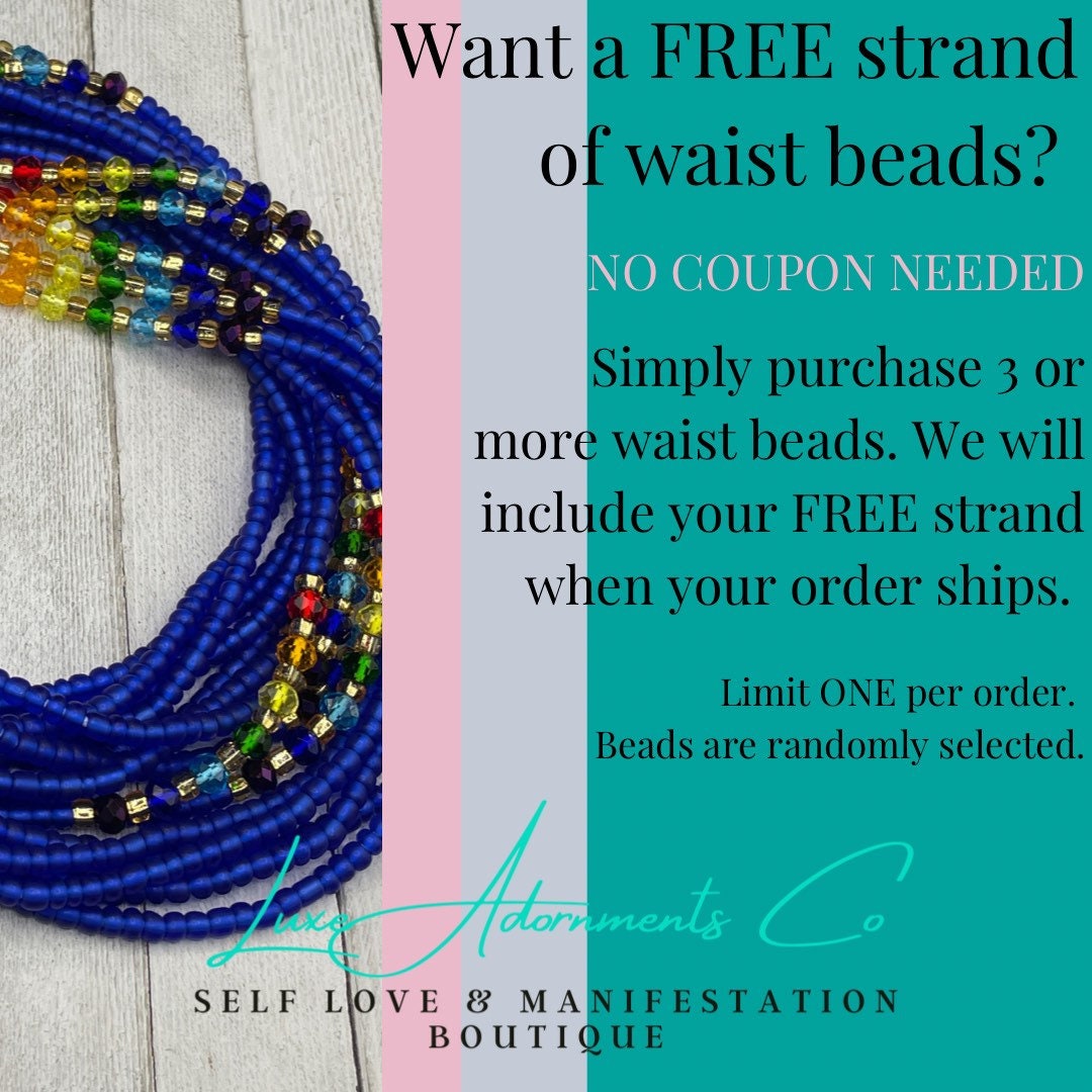 Waist Bead Set (3)- Stretch Waist Beads W/ Clasp - Green | Gold | White ...
