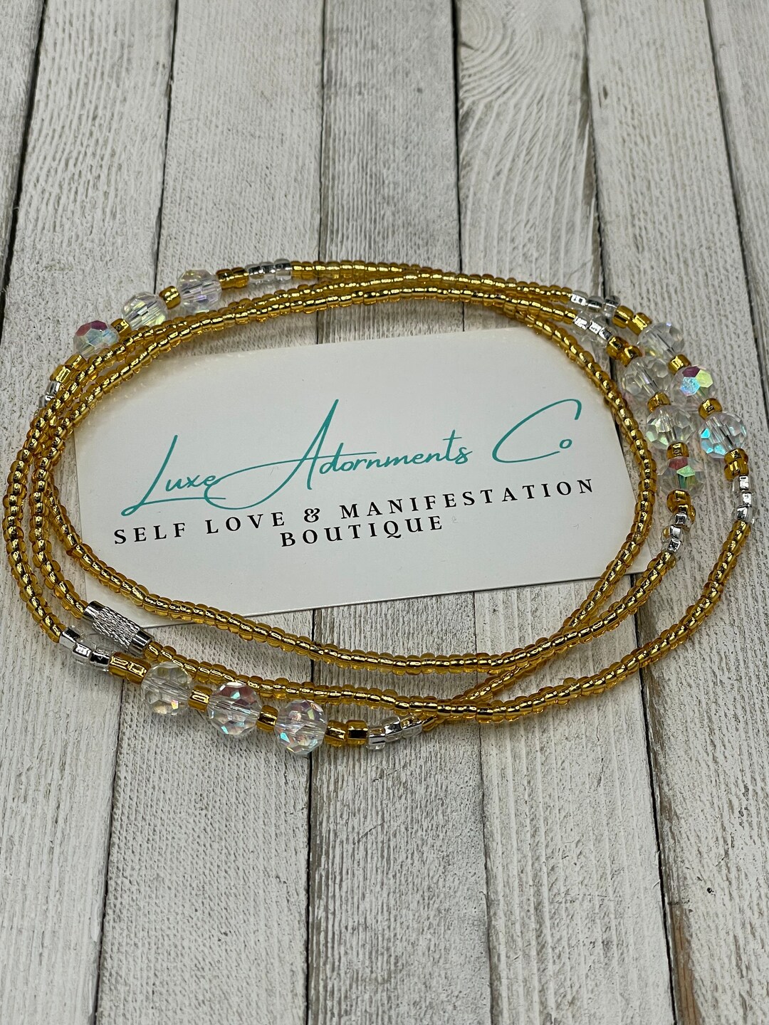 Prosperity Waist Beads Set - Gold & Silver Belly Beads - Weight Loss ...