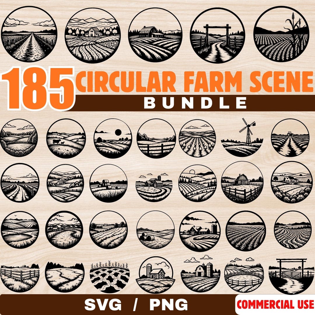 Farm Scene SVG Circular Farm Bundle for Rustic Crafts, Layered Designs ...