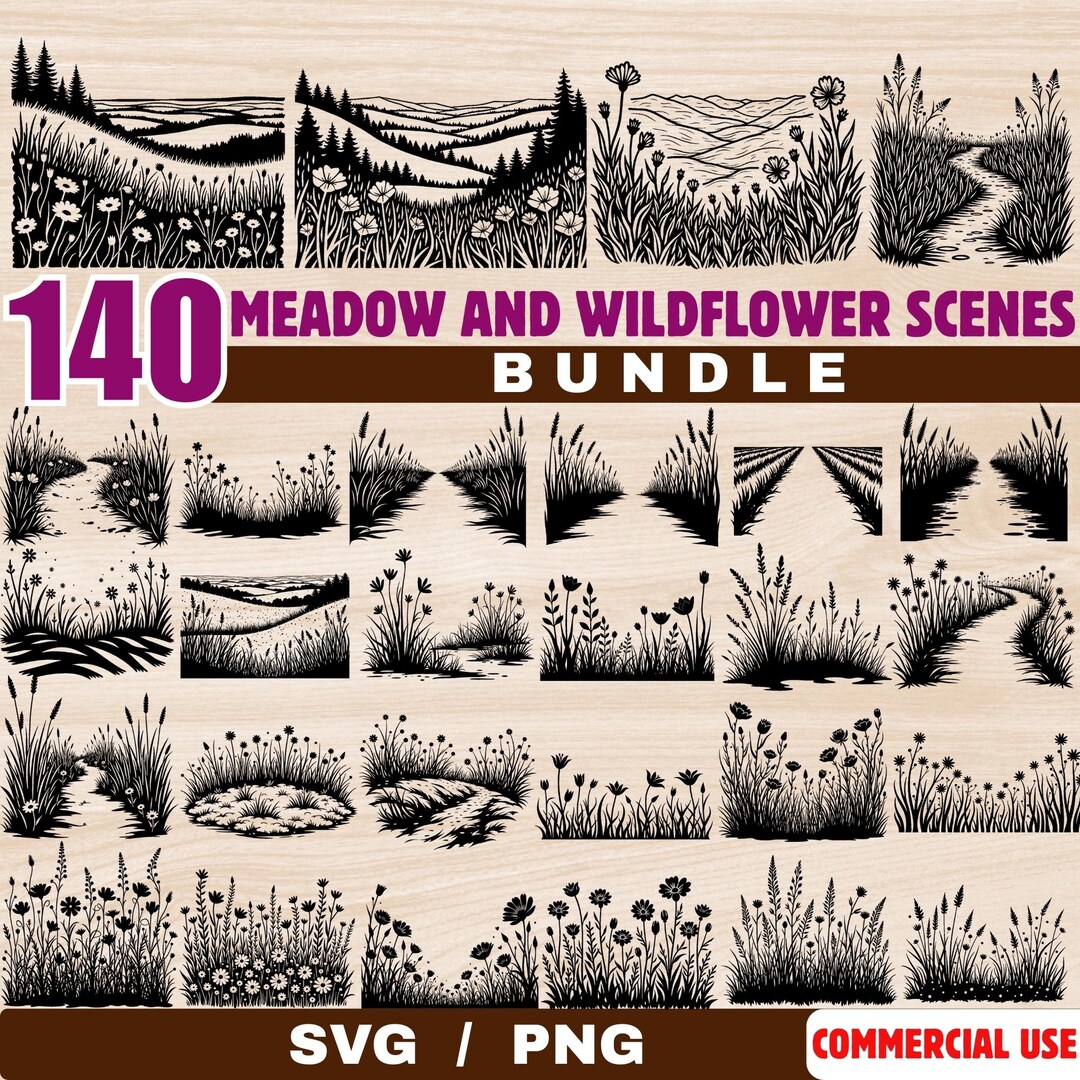 Meadow & Wildflower Scenes Bundle Nature Landscape Svg Cut Files for ...