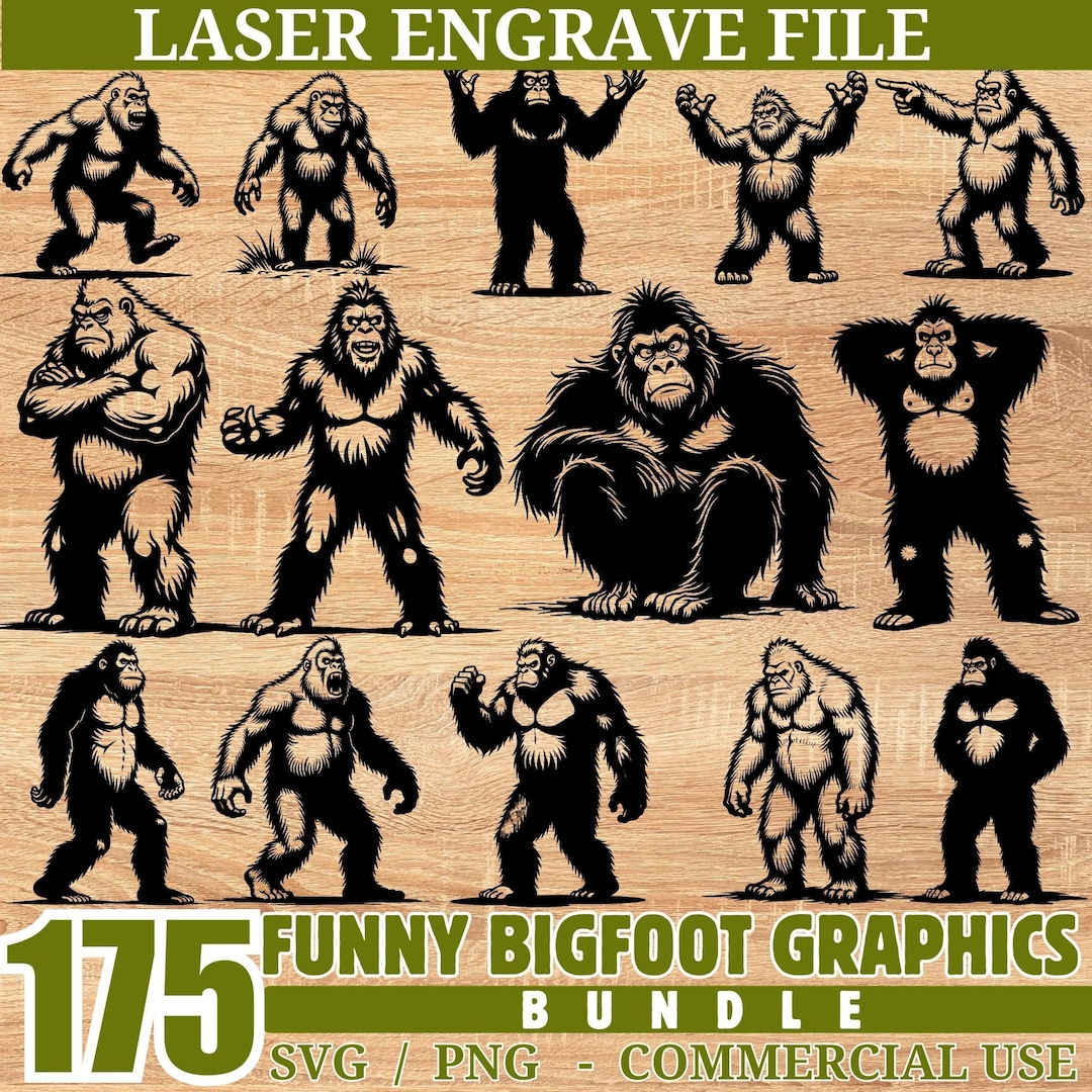 175 Funny Bigfoot Laser Engraving Files Bundle for Cricut and DIY ...