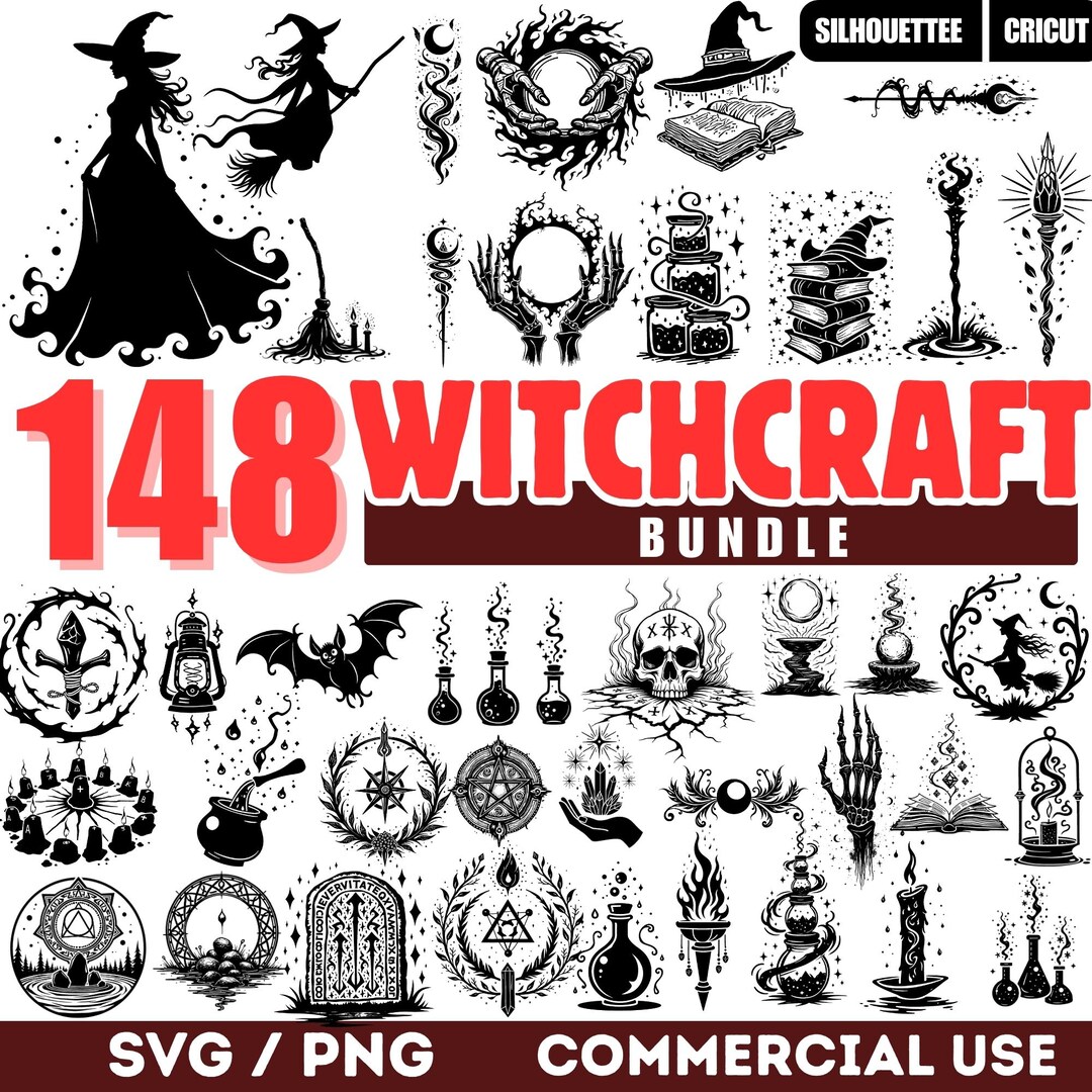 Witchcraft Bundle SVG Magical Clipart Set for Cricut Crafts, Mystical ...