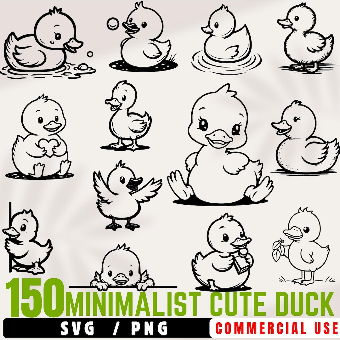 150 Minimalist Cute Duck Graphics Bundles Svg & Png for Cricut and ...