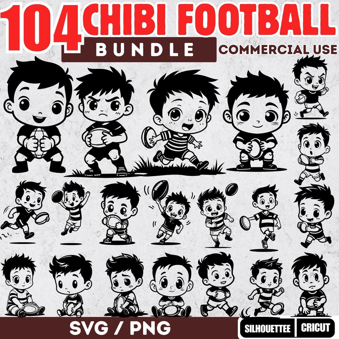 Chibi Football SVG Bundle – Cute Football Designs for Cricut and Crafts ...