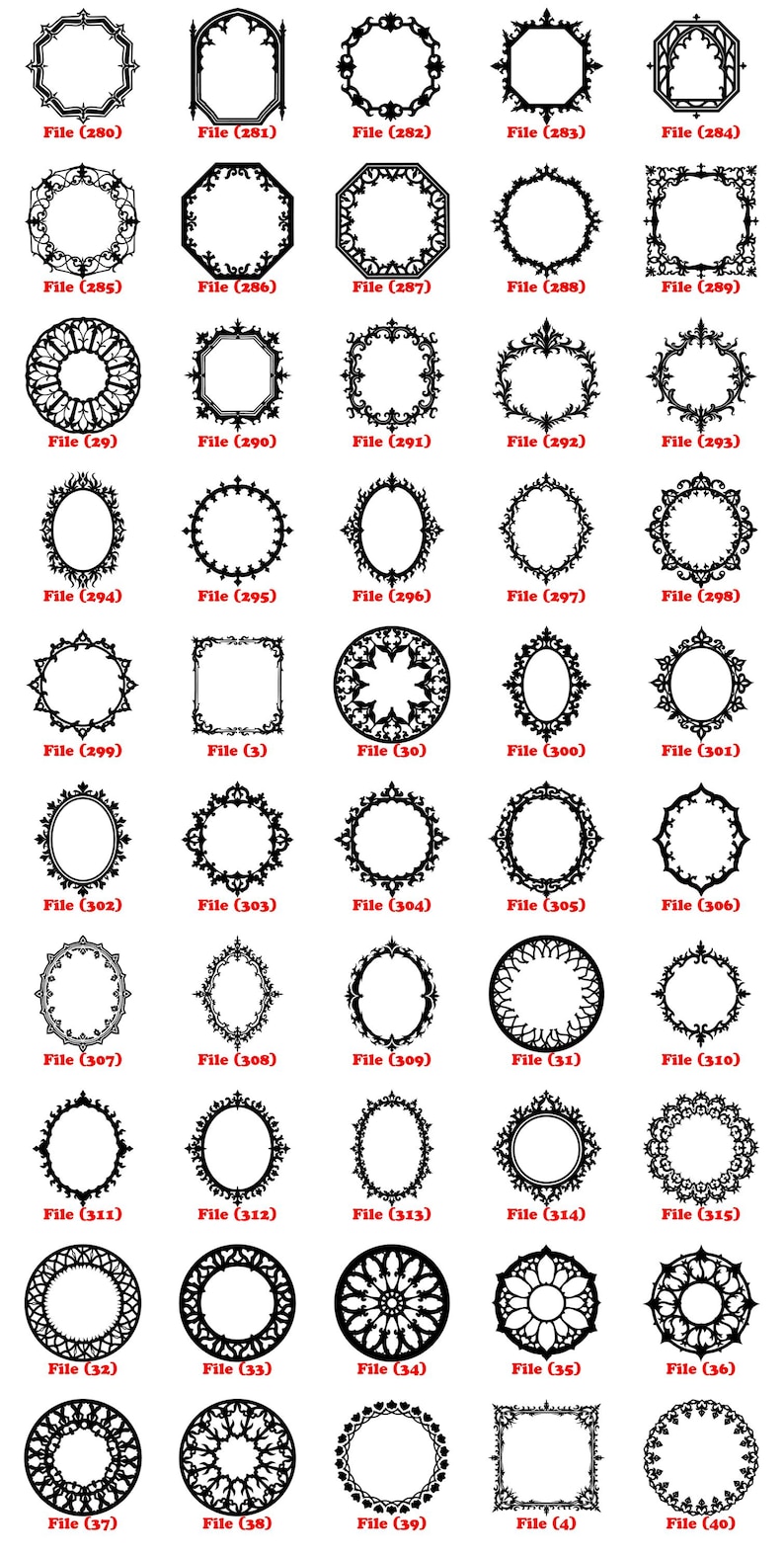 314 Gothic Ornate Frames Bundles SVG Vintage Baroque Border Cut Files ...