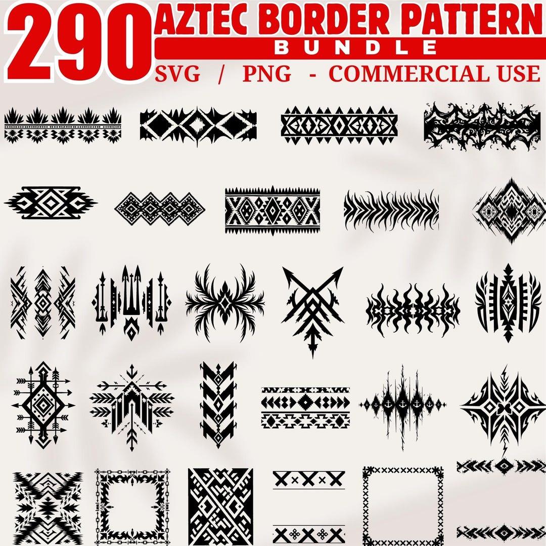 Aztec Border Pattern Devider Bundle Tribal Vector Dividers for Craft ...