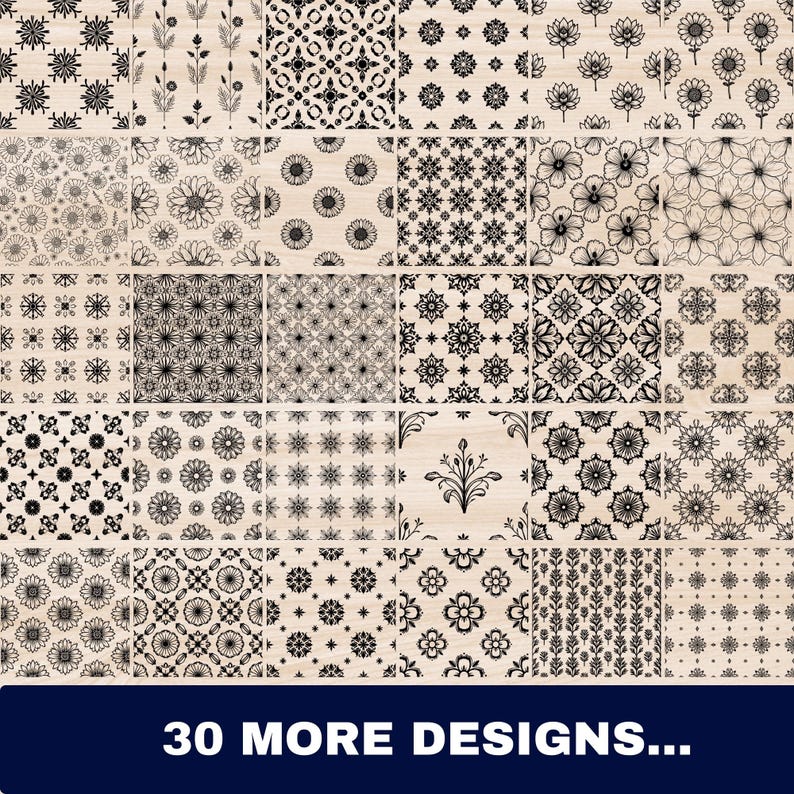 Floral Seamless Pattern Bundle Repeating Flower Svg Tiles for Fabric ...