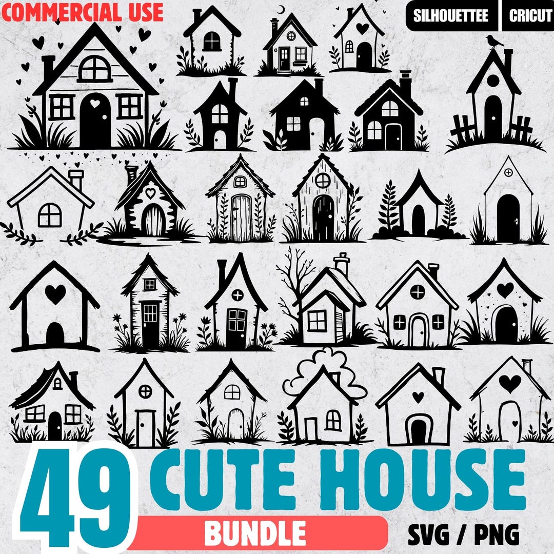 Floral Little House SVG Bundle – Laser Cutting, Cricut (commercial Use ...