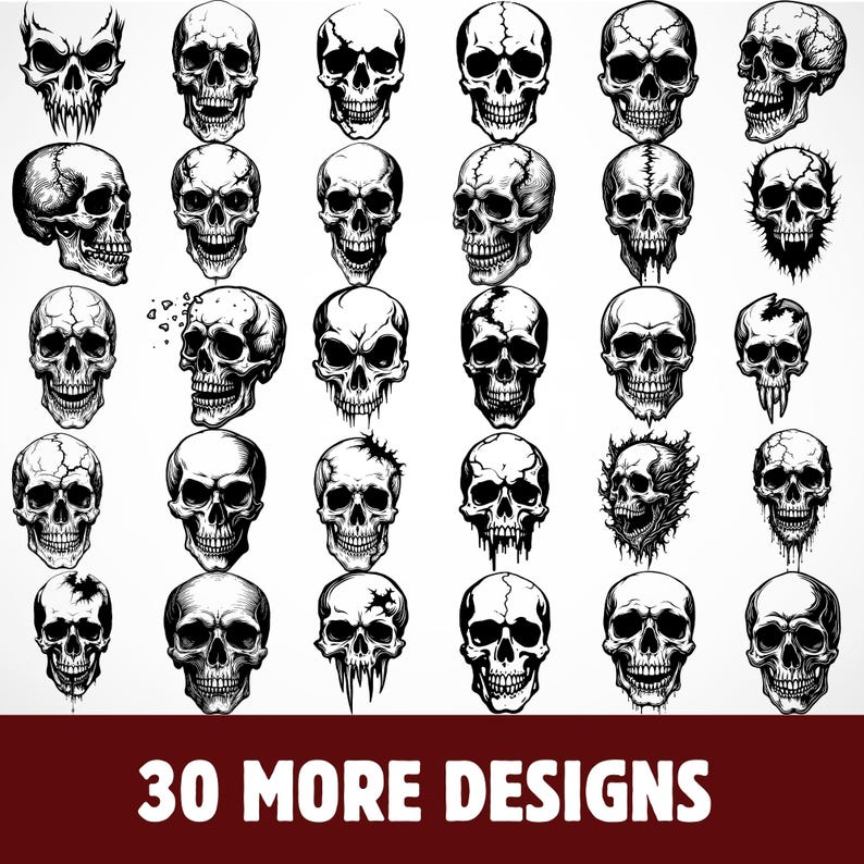 Dark Gothic Skulls Bundle SVG Cut Files for Cricut Laser Crafts Instant ...
