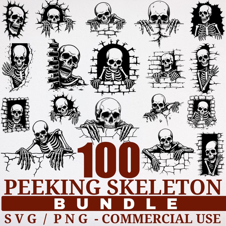 Peeking Skeletons Bundle SVG PNG DXF for Cricut Shirts Stickers Decals ...