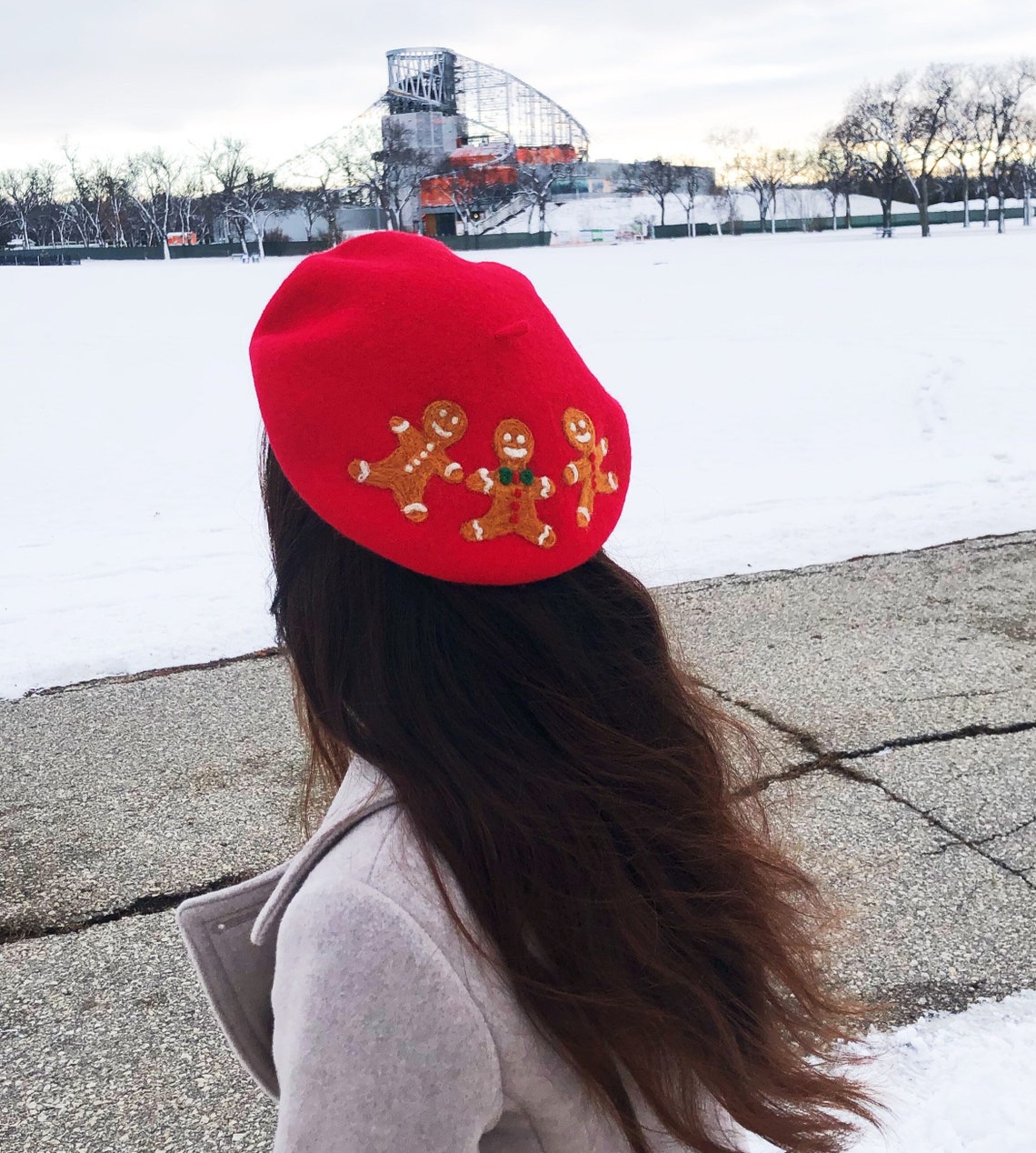 Christmas Cute Wool Beret Hat Ginger Bread Beret Winter Hat - Etsy