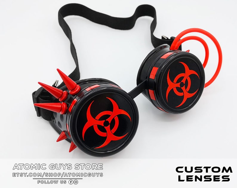 Red and Black Cybergoth Goggles With Custom Signs Custom | Etsy