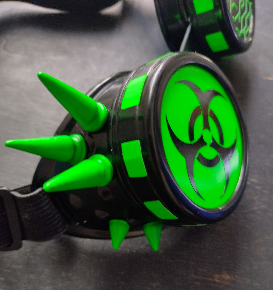 NEON green and Black cybergoth goggles with totally customization ...