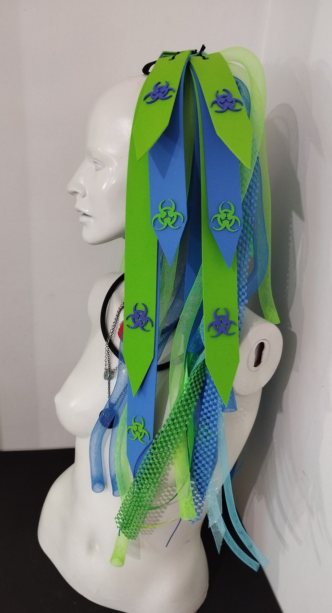 Green/blue Cyberlox Cybergoth Wig Cyberpunk Goth Dark Cosplay Dreads ...