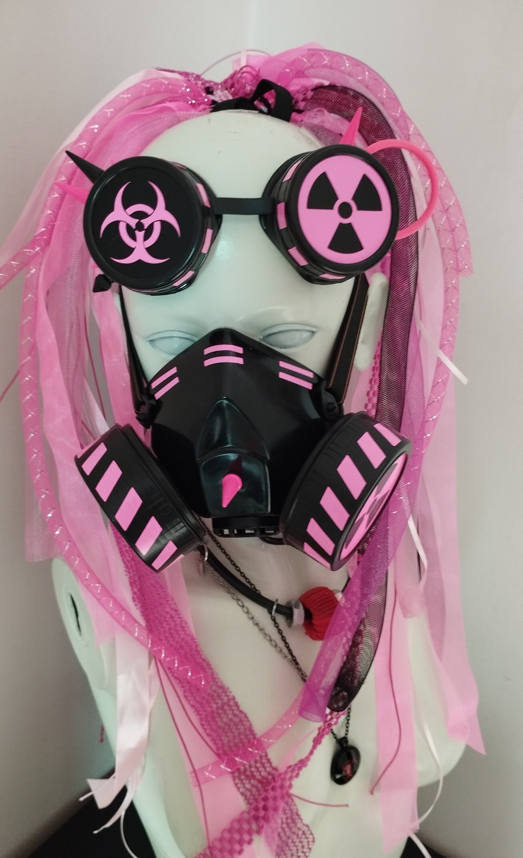 SET Cyberlox+goggles+gas Mask Cybergoth Cosplay Dreads Industrial Dark ...
