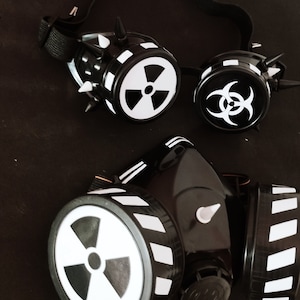 SET Goggles+gas Mask Cybergoth Cosplay Dreads Industrial Dark White ...