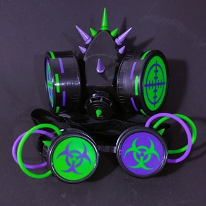 SET Goggles+gas Mask Cybergoth Cosplay Dreads Industrial Dark White ...