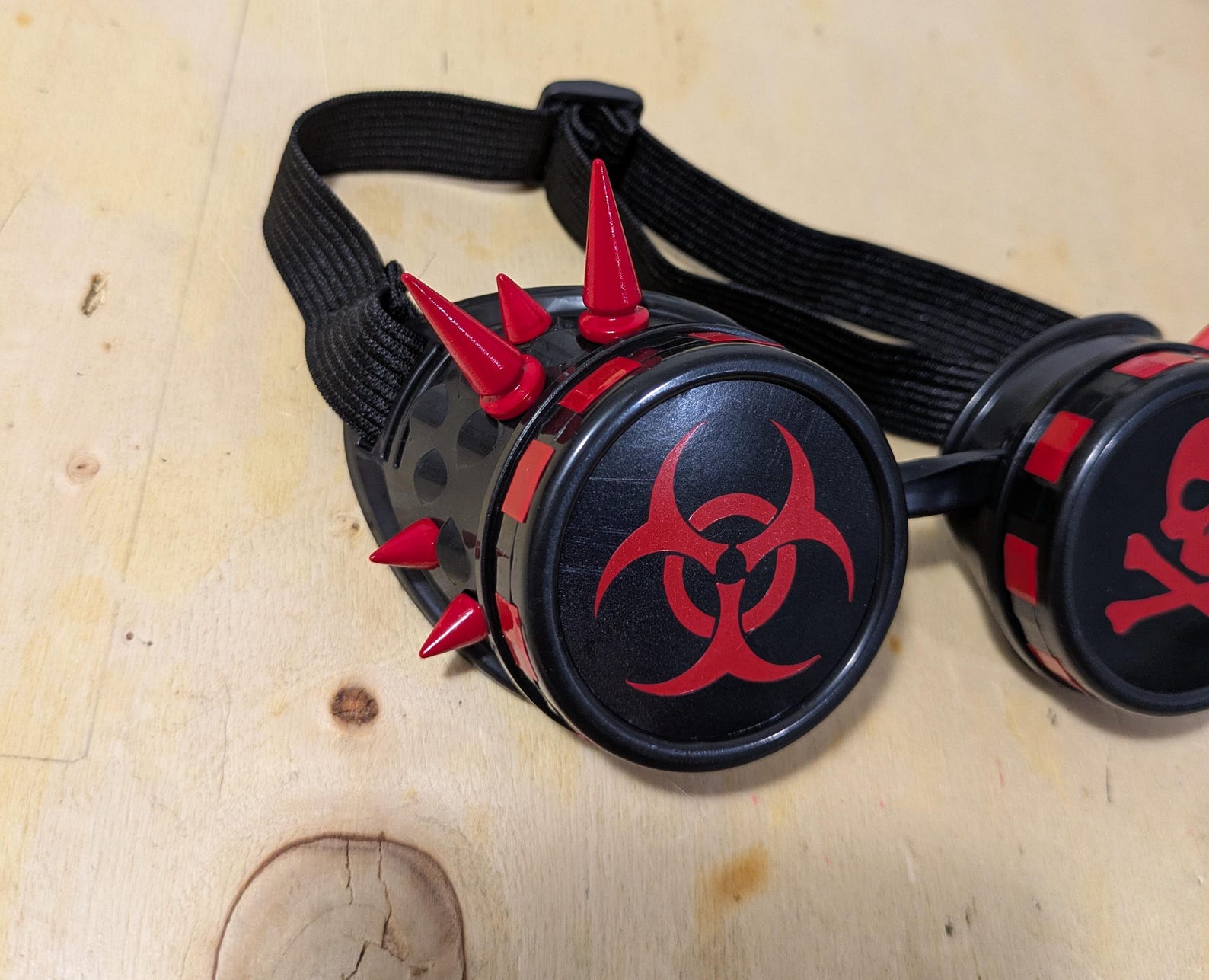 Red and Black Cybergoth Goggles With Custom Lens Sign Eyeglasses ...