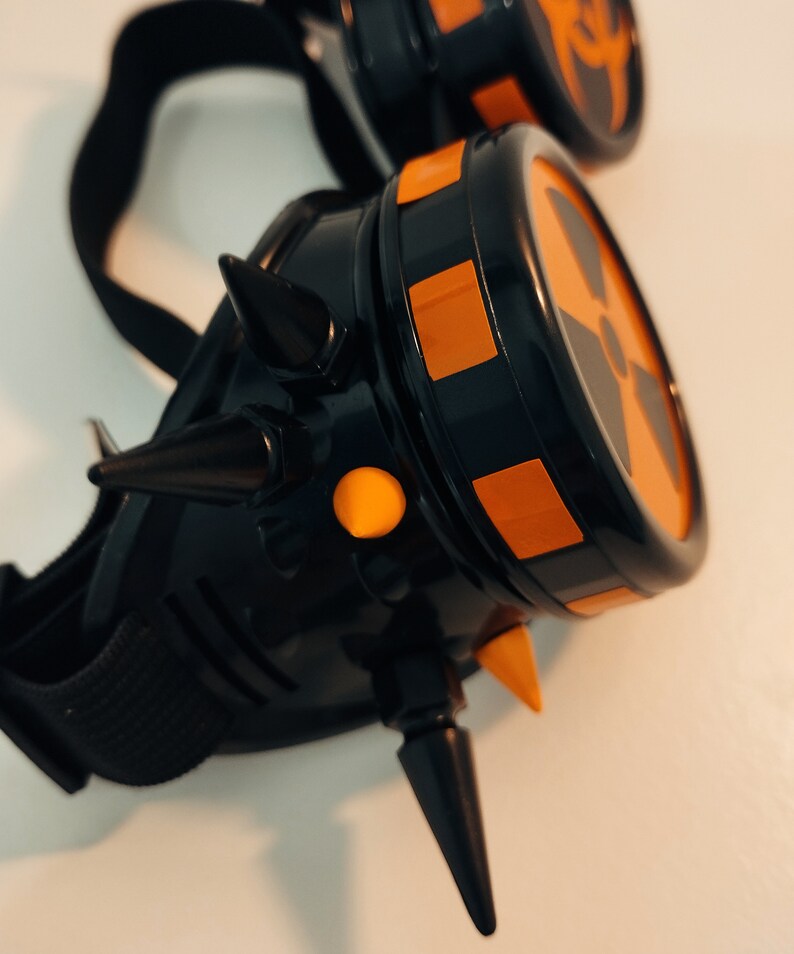 Orange and Black Cybergoth Goggles With Radioactivity and Biohazard ...