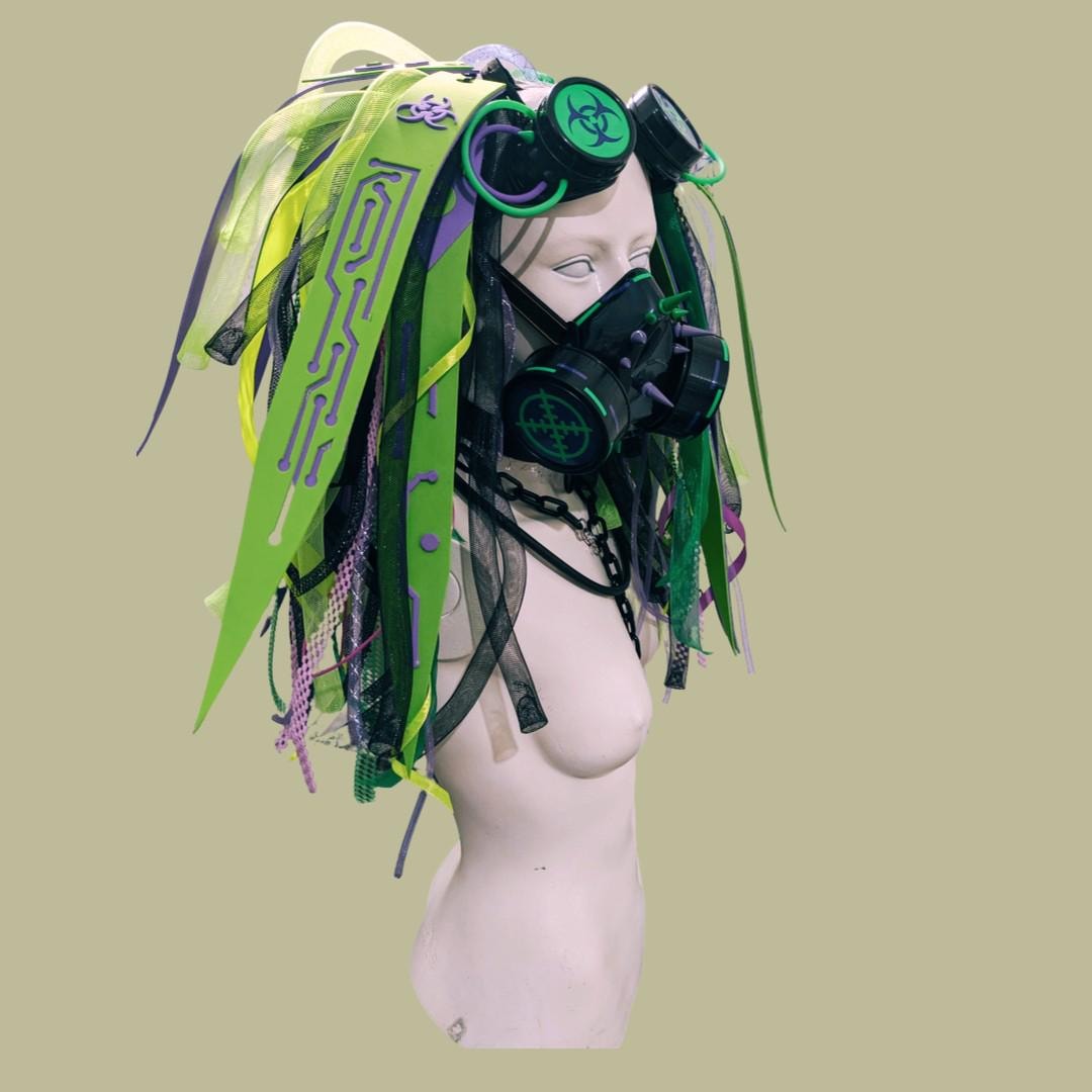 Cyberlox Cybergoth Wig Cyberpunk Goth Dark Cosplay Dreads Urban Art Fake Hair Fallout Circuit ...