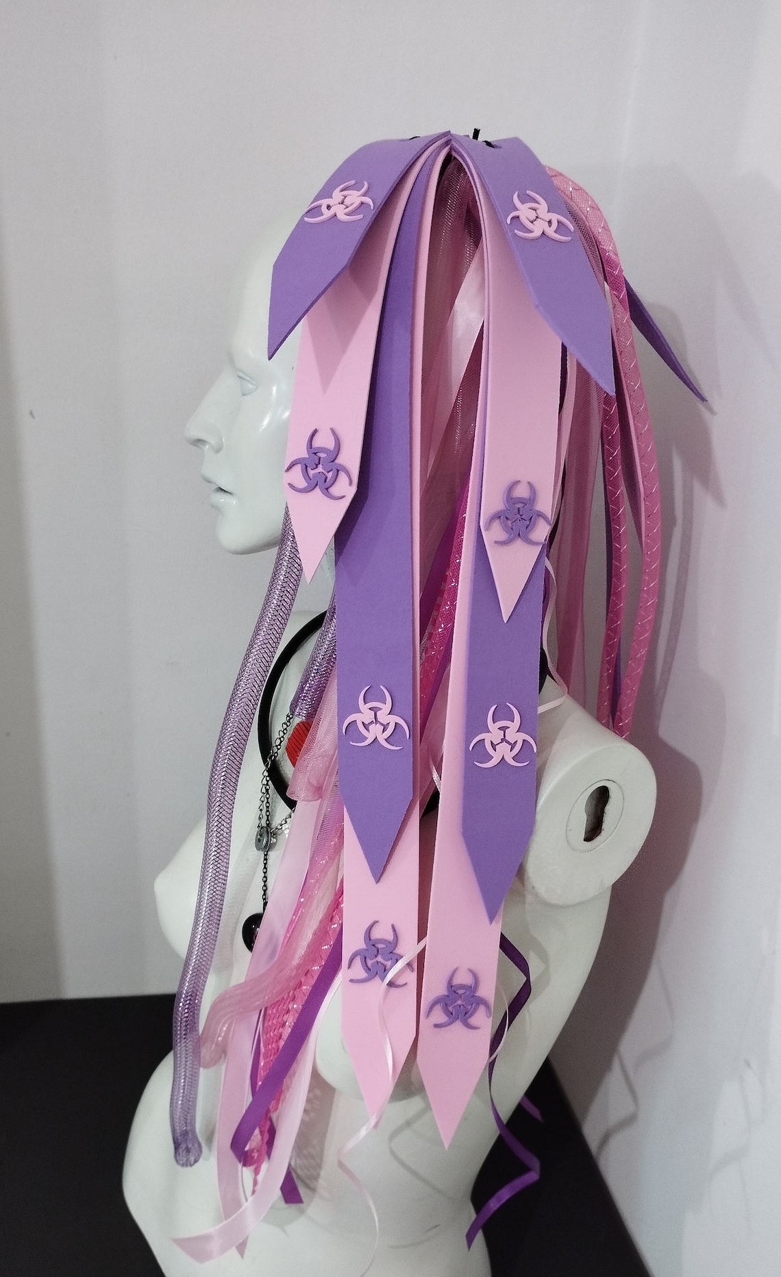Pink/purple Cyberlox Cybergoth Wig Cyberpunk Goth Dark Cosplay Dreads ...