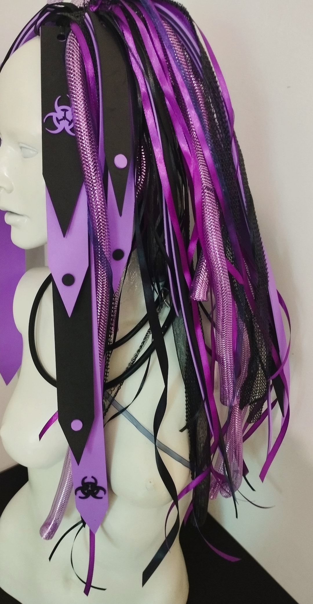 Purple/black Cyberlox Cybergoth Wig Cyberpunk Goth Dark Cosplay Dreads ...