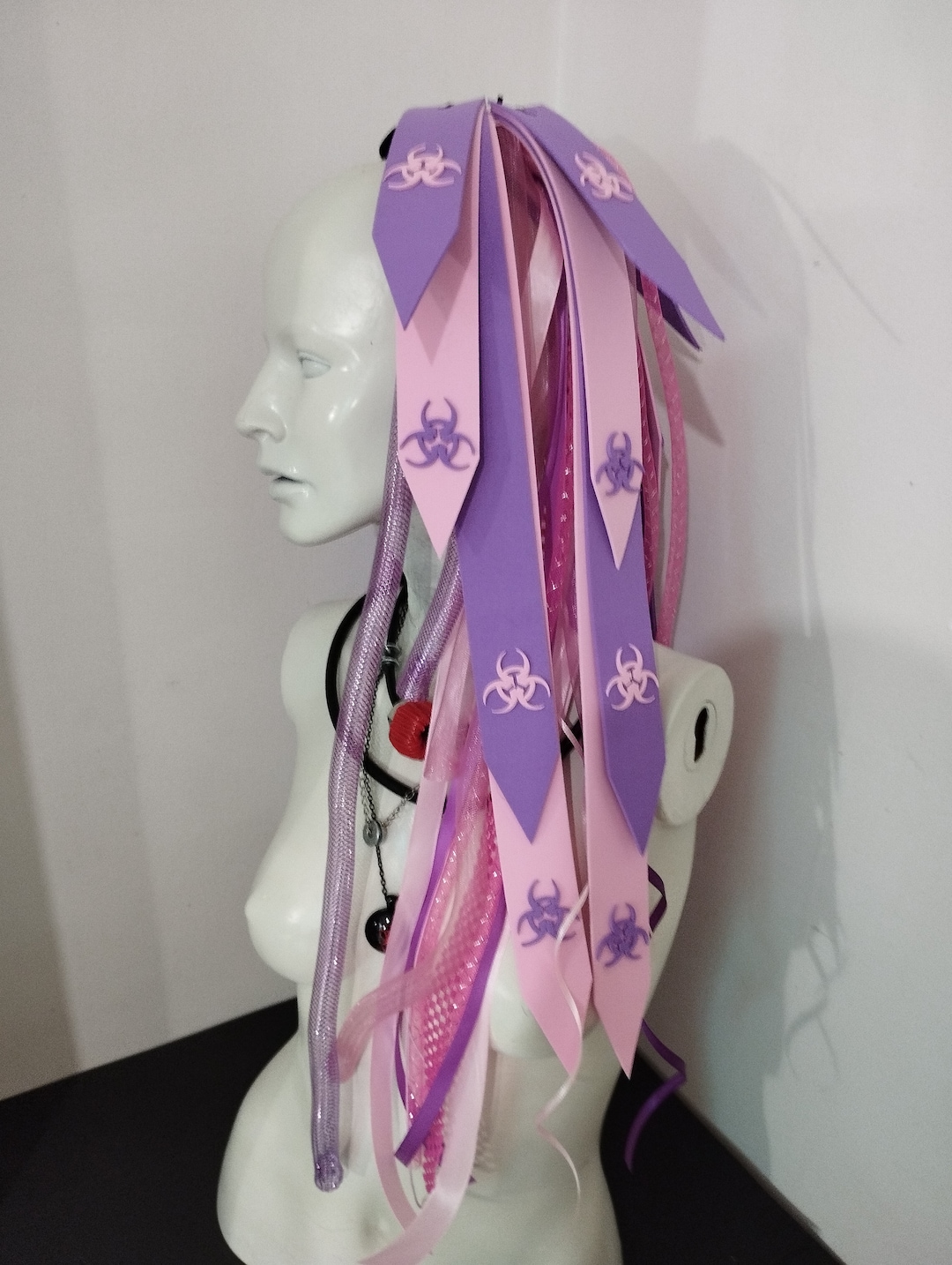 Pink/purple Cyberlox Cybergoth Wig Cyberpunk Goth Dark Cosplay Dreads ...