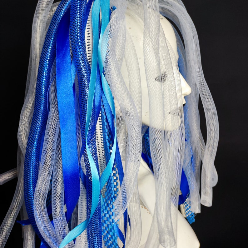 Blue and White Beautiful Cyberlox Ready to Ship Dread Goth Hair Falls ...