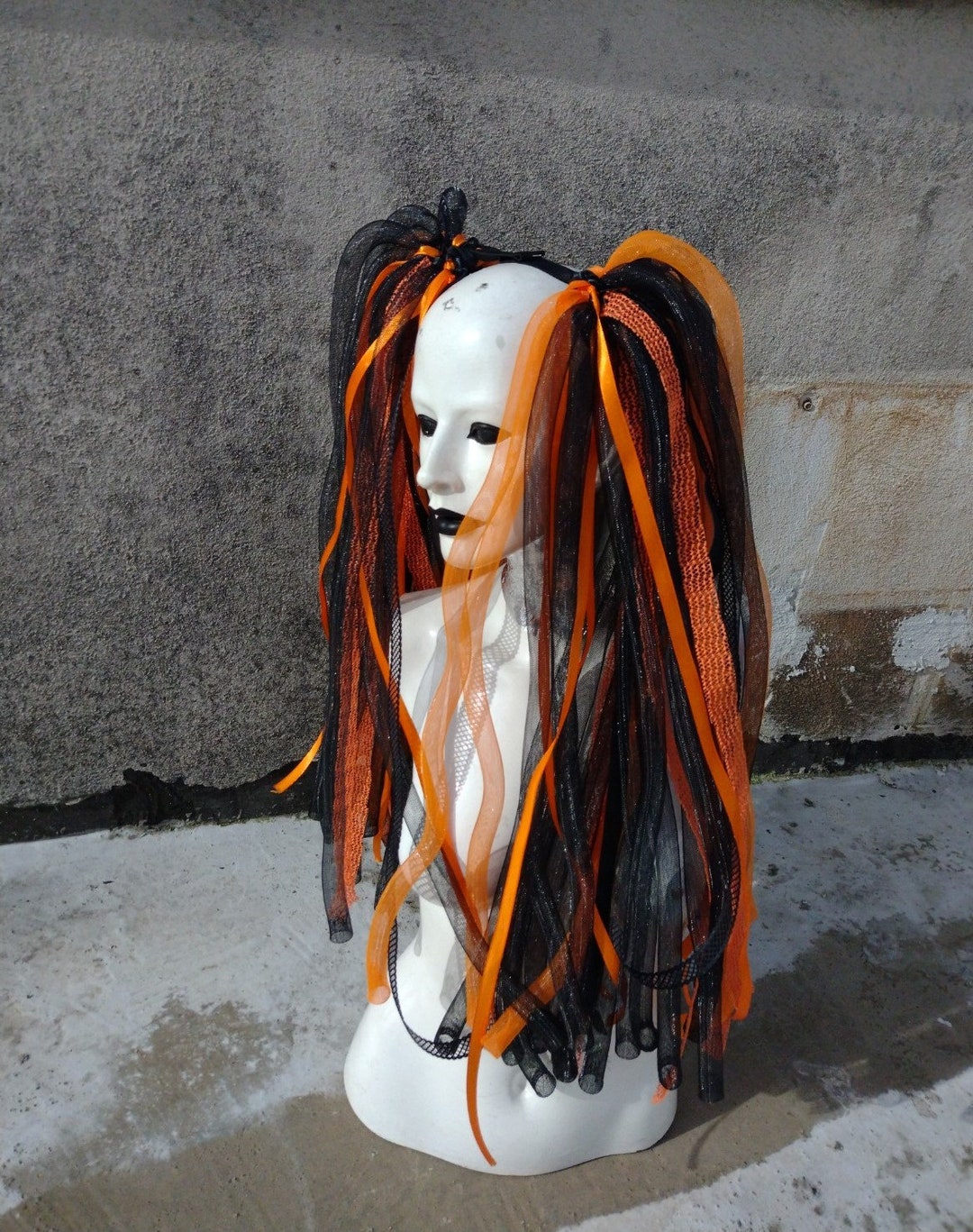 Black and Orange Beautiful Cyberlox Ready to Ship Dread Goth Hair Falls ...