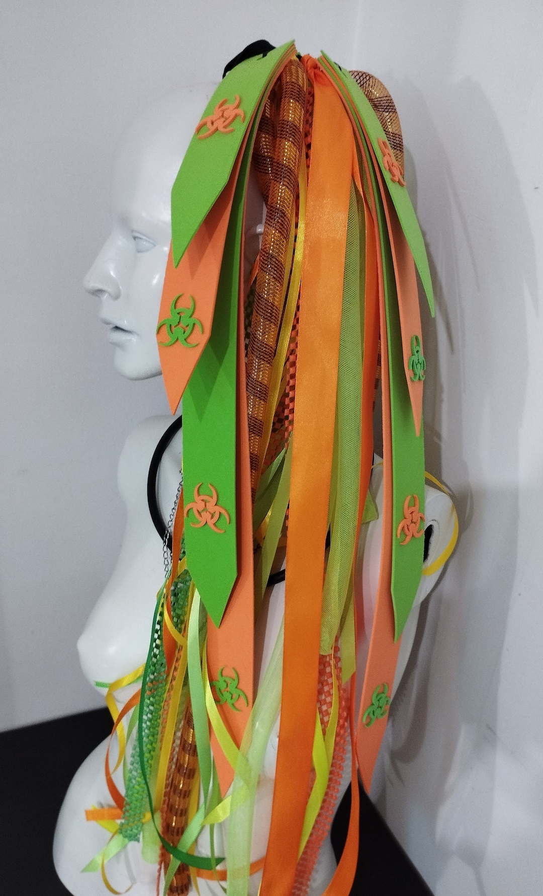 Orange/green Cyberlox Cybergoth Wig Cyberpunk Goth Dark Cosplay Dreads ...
