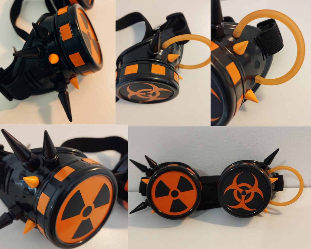 Orange and Black Cybergoth Goggles With Radioactivity and Biohazard ...