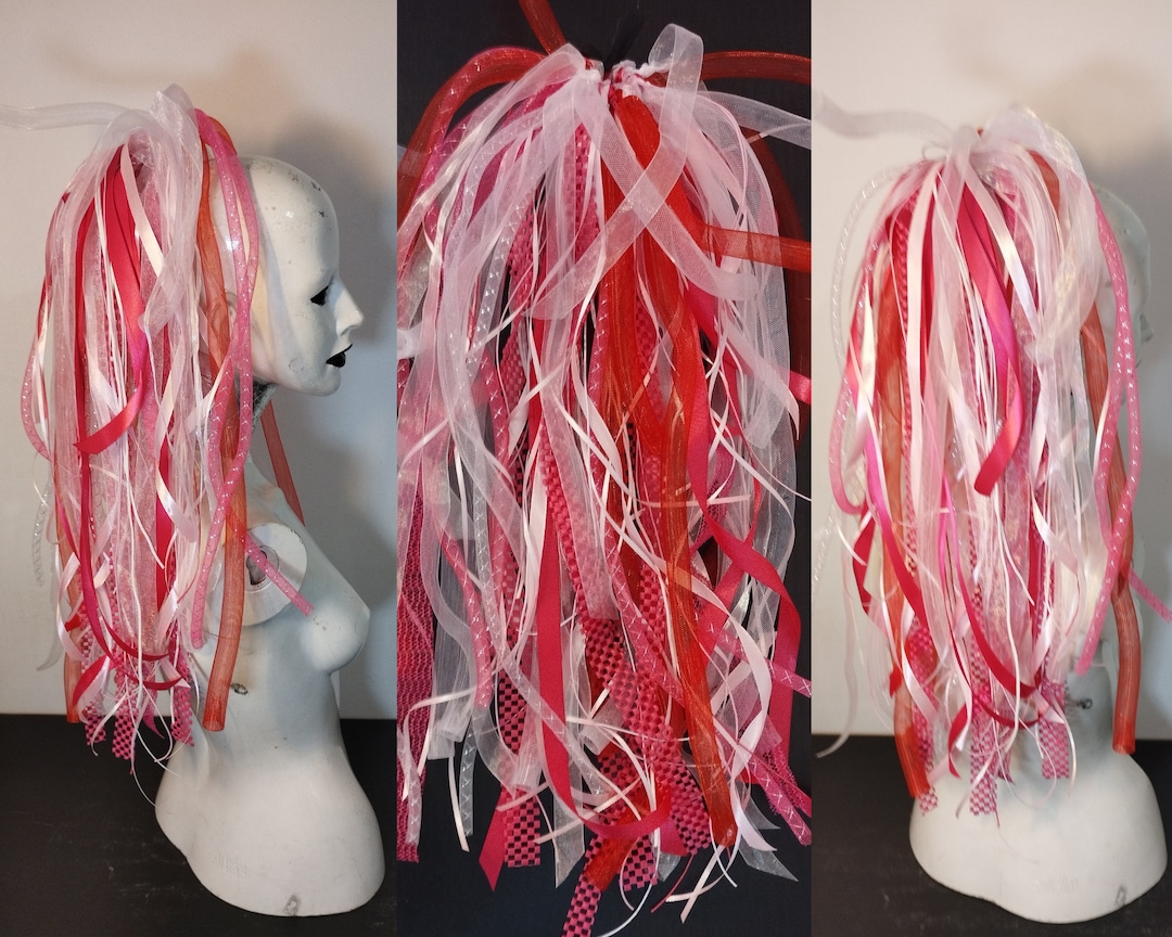 White/pink/fuchsia/red Cyberlox Ponytail Dread Cyber Goth Dreadlocks ...