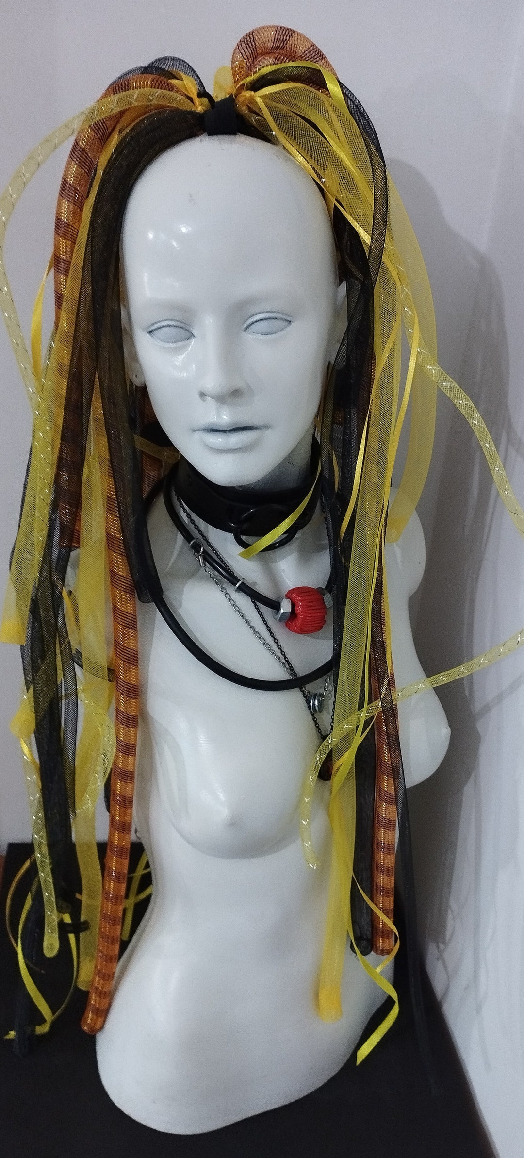 Gold Cyberlox Ponytail Cyberpunk Cyberghot Dread Dreadlocks Cosplay Wig ...