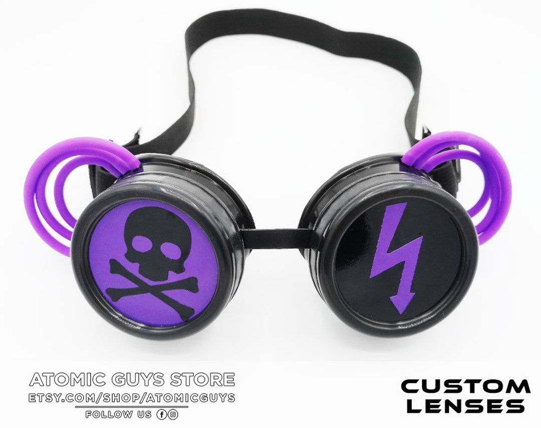 Goggles Purple and Black Cyber Goggles With Custom Lenses - Skull ...