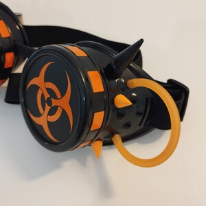 Orange and Black Cybergoth Goggles With Radioactivity and Biohazard ...