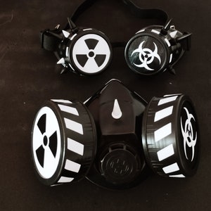 SET Goggles+gas Mask Cybergoth Cosplay Dreads Industrial Dark White ...