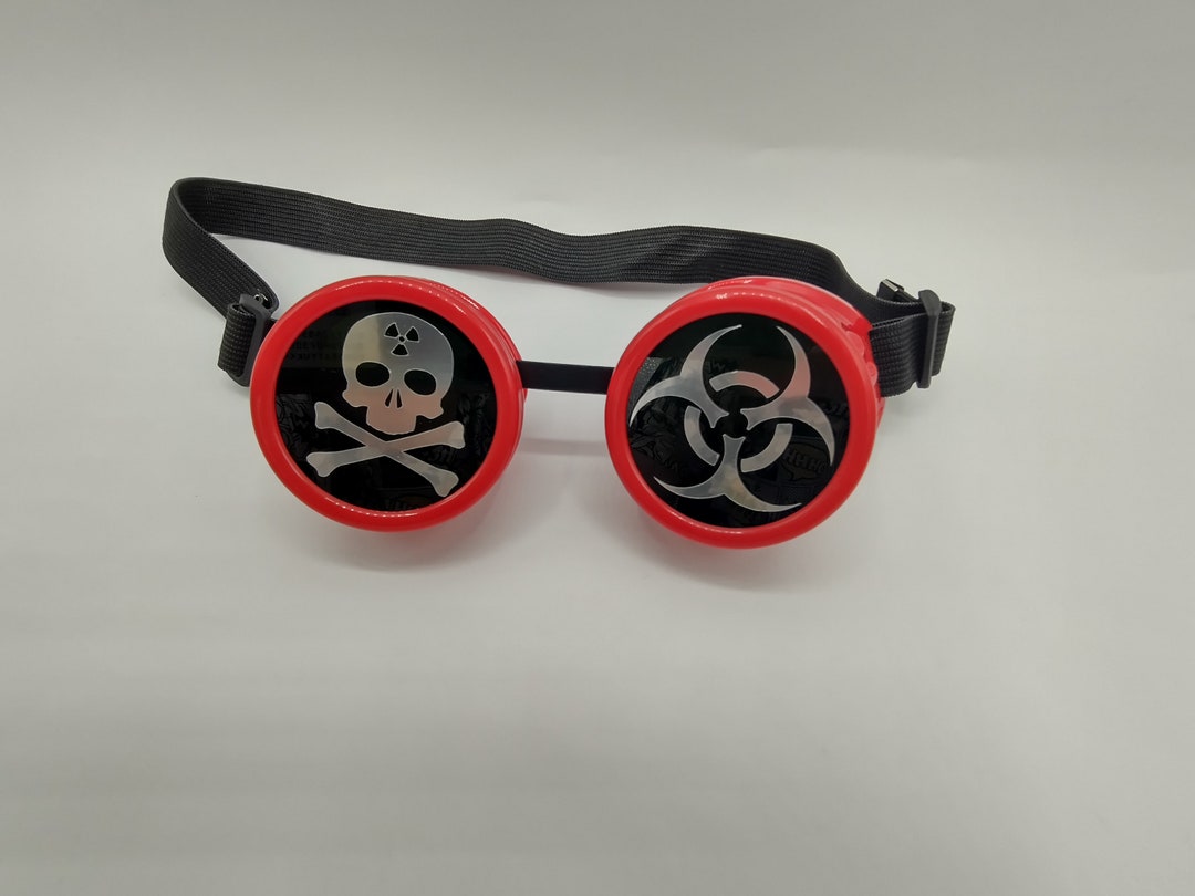Chrome Red Cybergoth Futuristic Custom Goggles Skull Biohazard - Etsy