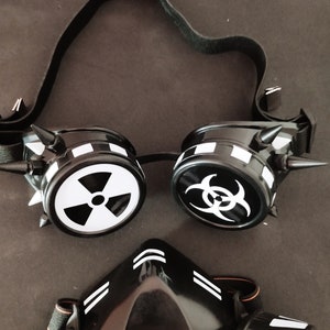 SET Goggles+gas Mask Cybergoth Cosplay Dreads Industrial Dark White ...