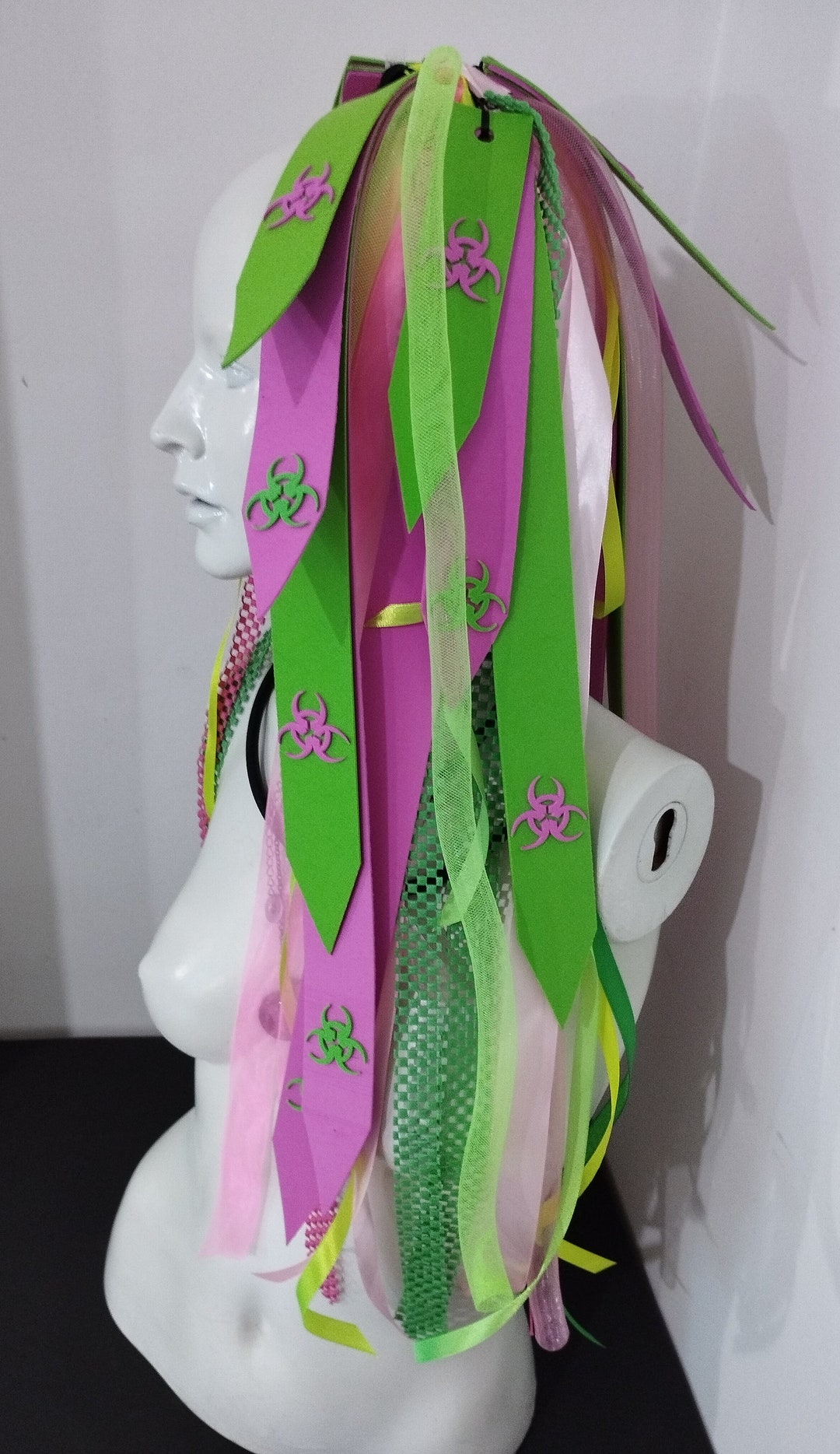 Pink/green Cyberlox Cybergoth Wig Cyberpunk Goth Dark Cosplay Dreads ...