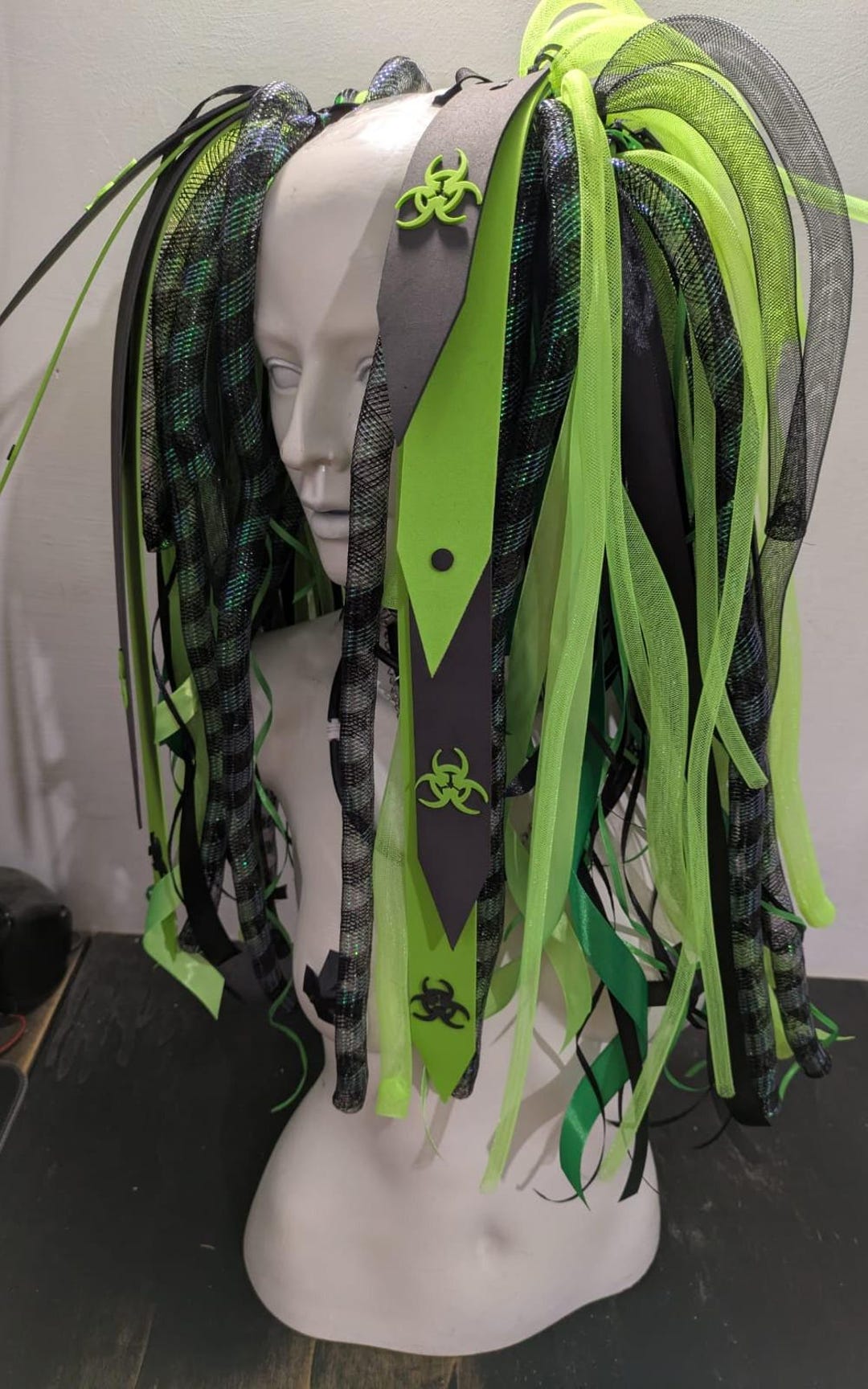 Red/green Cyberlox Two Side Tails Cyberghot Dread Dreadlocks Cosplay ...