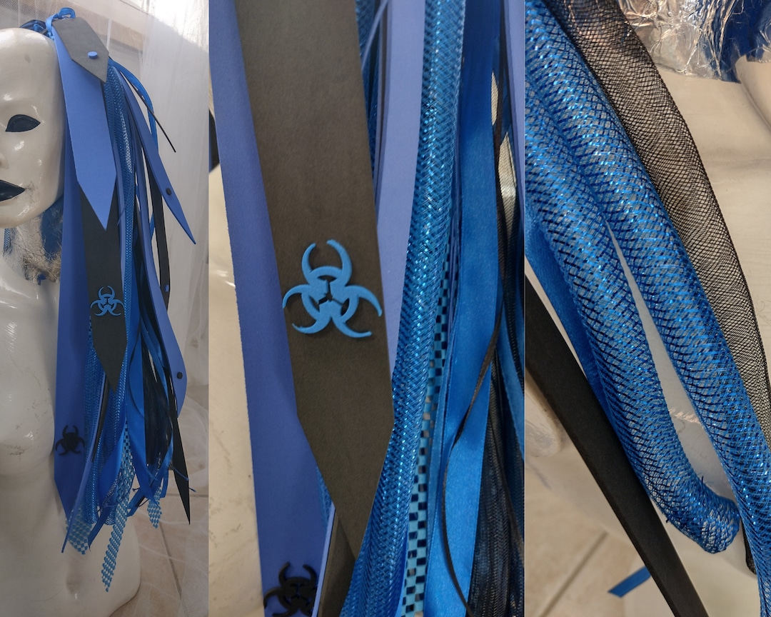 Biohazard Blue Black Cyberlox Cybergoth SINGLE CENTRAL TAIL Festival ...