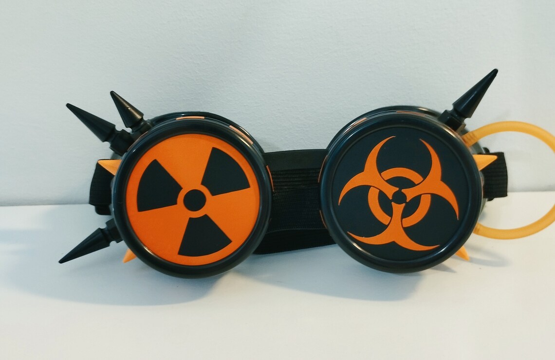 Orange and Black Cybergoth Goggles With Radioactivity and Biohazard ...