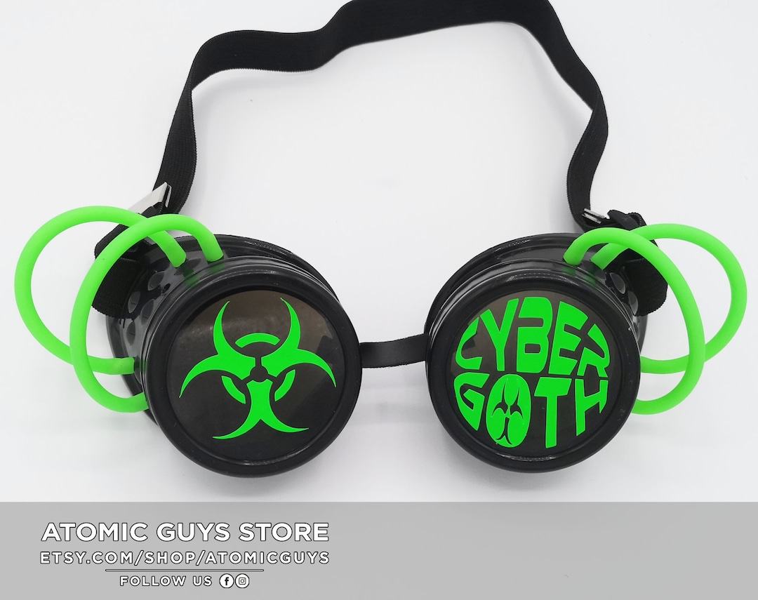 Cybergoth NEON Green and Black Goggles Eyeglasses Cosplay Cybergoth ...